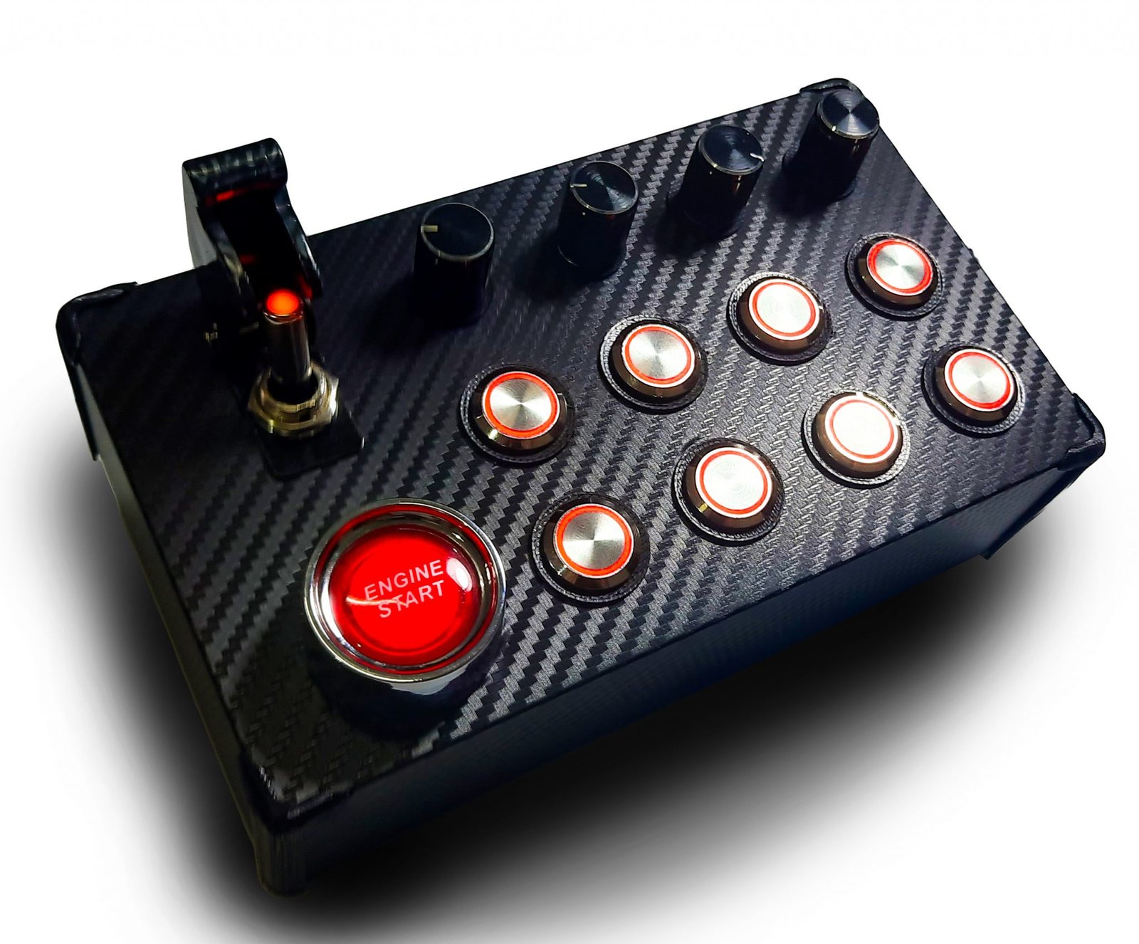 Button Box Sim Racing Pulsanti Luminosi in Metallo PC USB Plug & Play Start Leva Luminoso ...