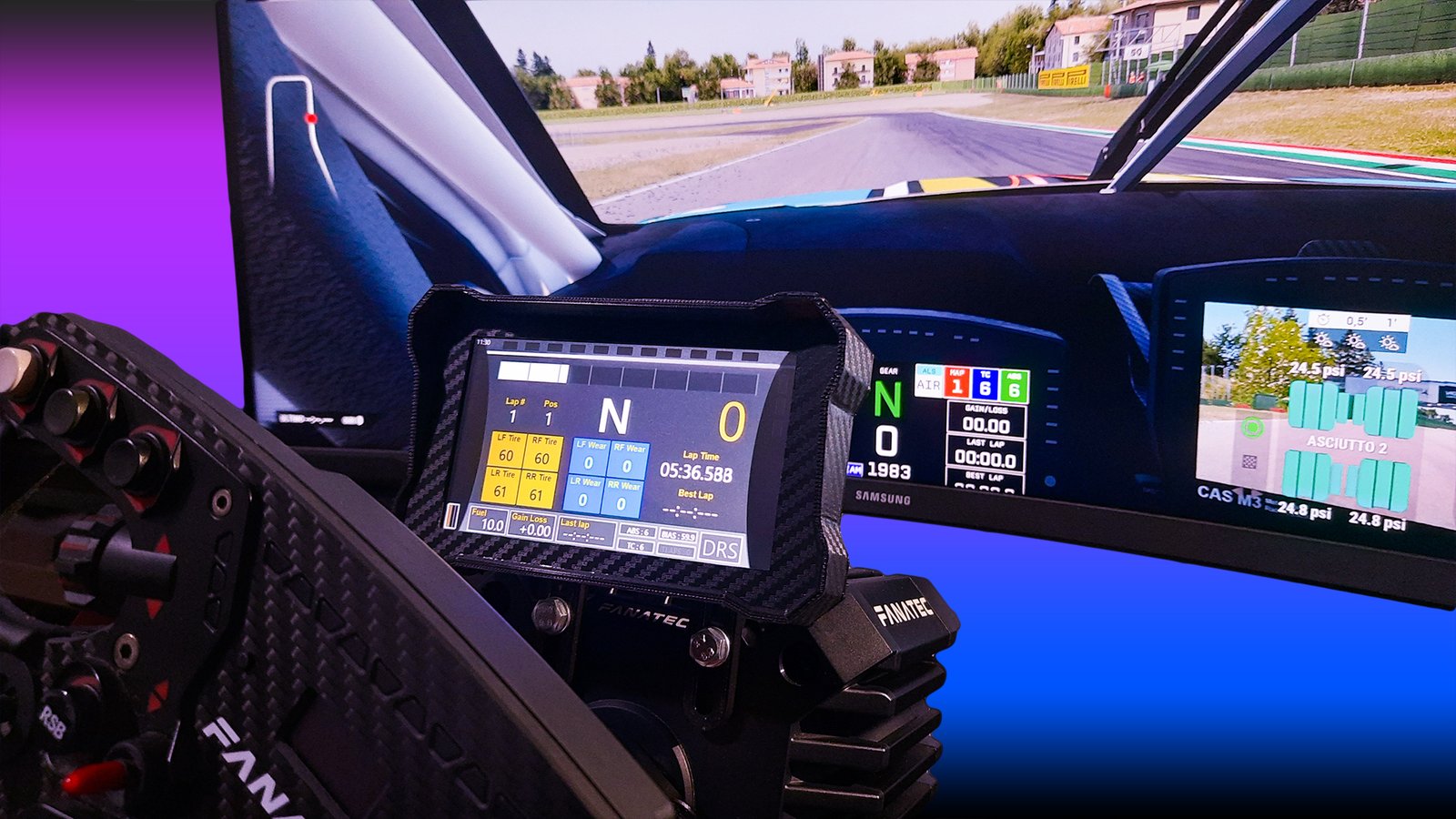 Dashboard Simracing 5" Touchscreen USB PC Carbonio DASH Board - FLY Sim Control