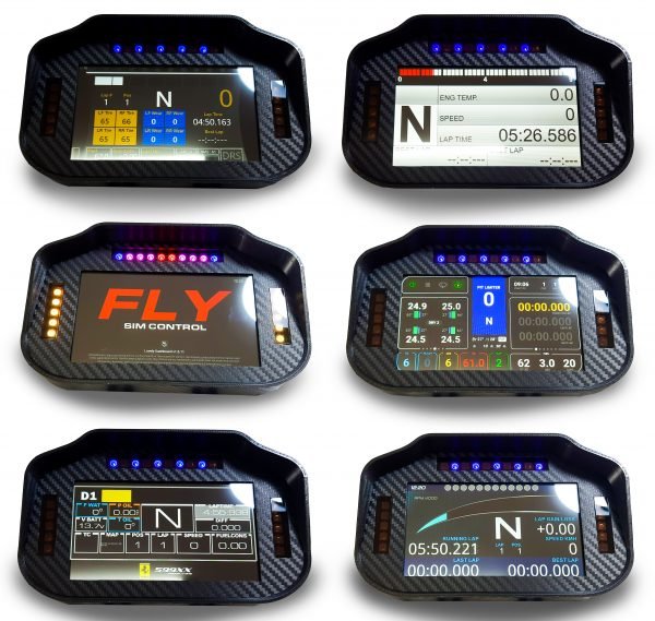 Dashboard Simracing 5" 20 LED Touchscreen USB PC Carbonio DASH Board LED - FLY Sim Control