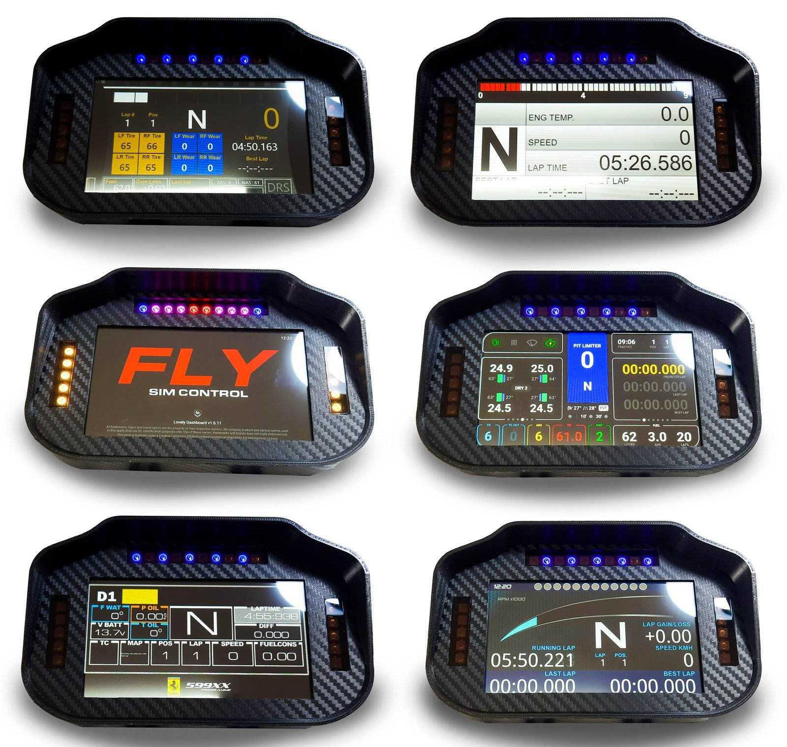 Dashboard Simracing 5" 20 LED Touchscreen USB PC Carbonio DASH Board ...